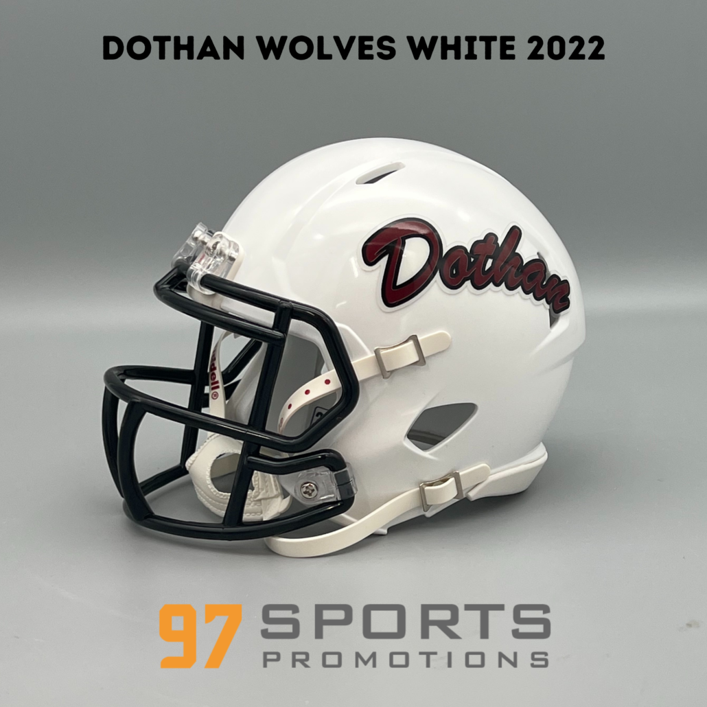 Dothan High Wolves (White) 2022 Mini Football Helmet - 97 Sports Promotions