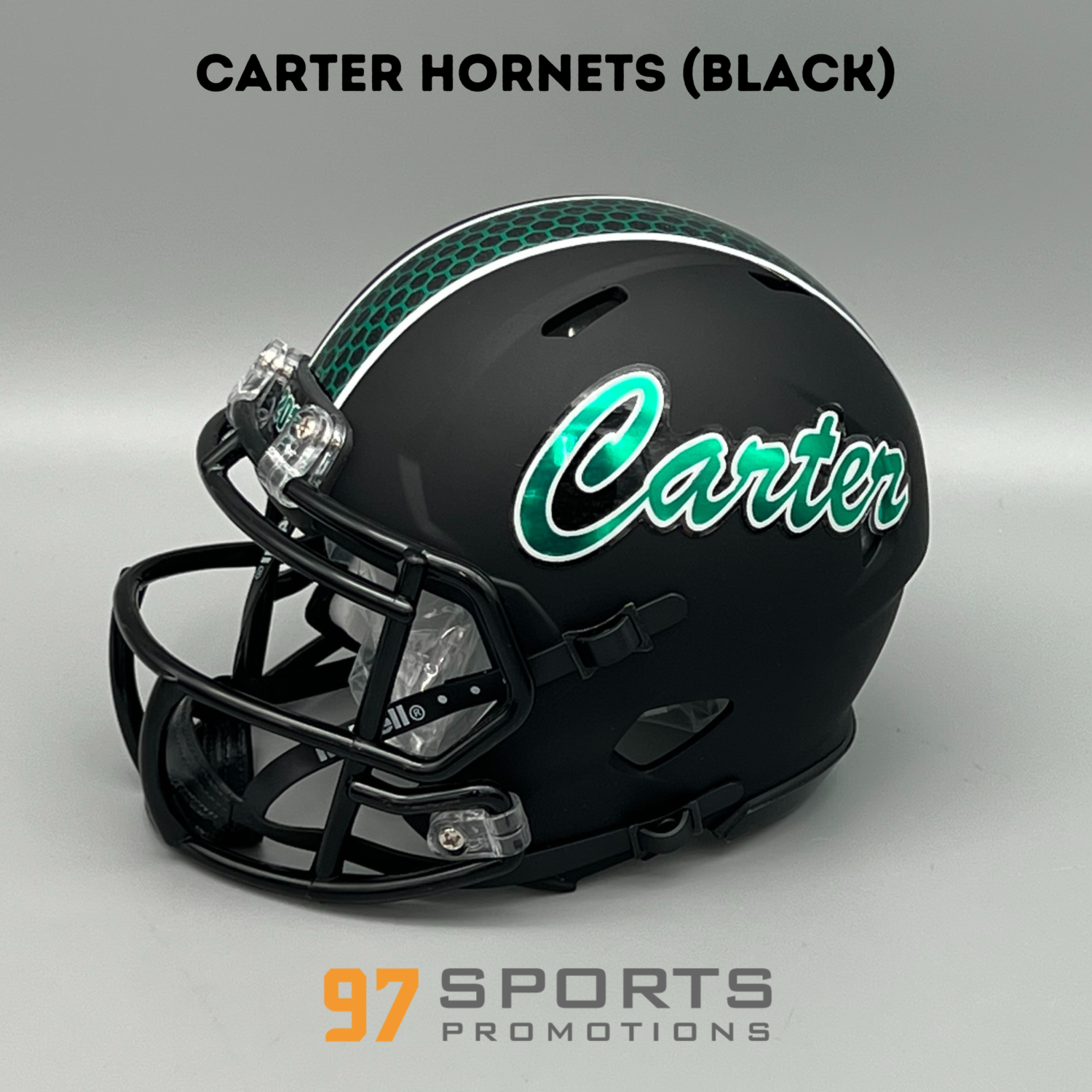 Carter Hornets 2022 (Black) Mini Football Helmet - 97 Sports Promotions